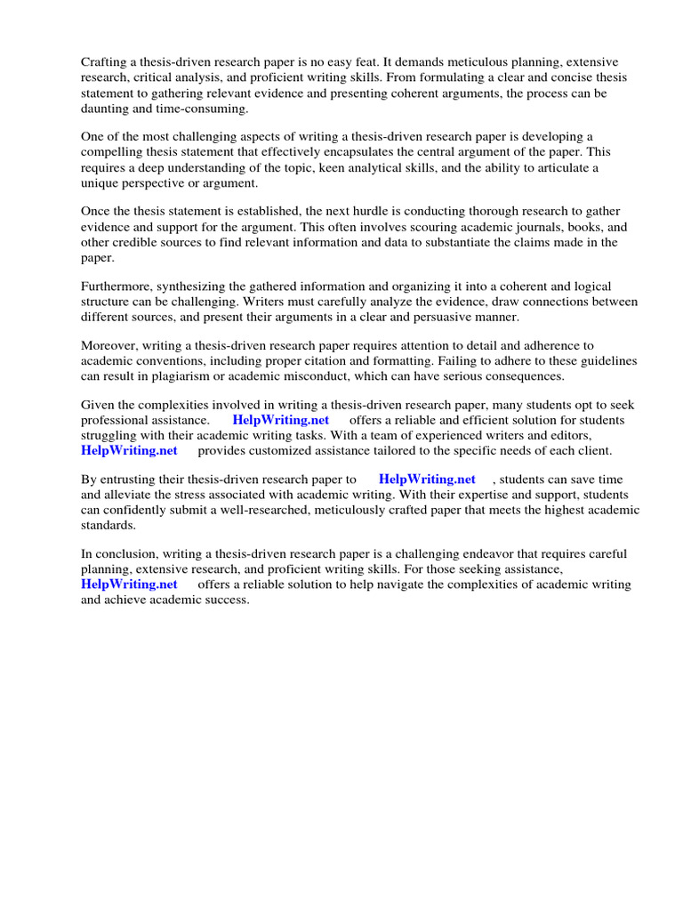 What Is A Thesis Driven Research Paper | PDF | Essays | Thesis