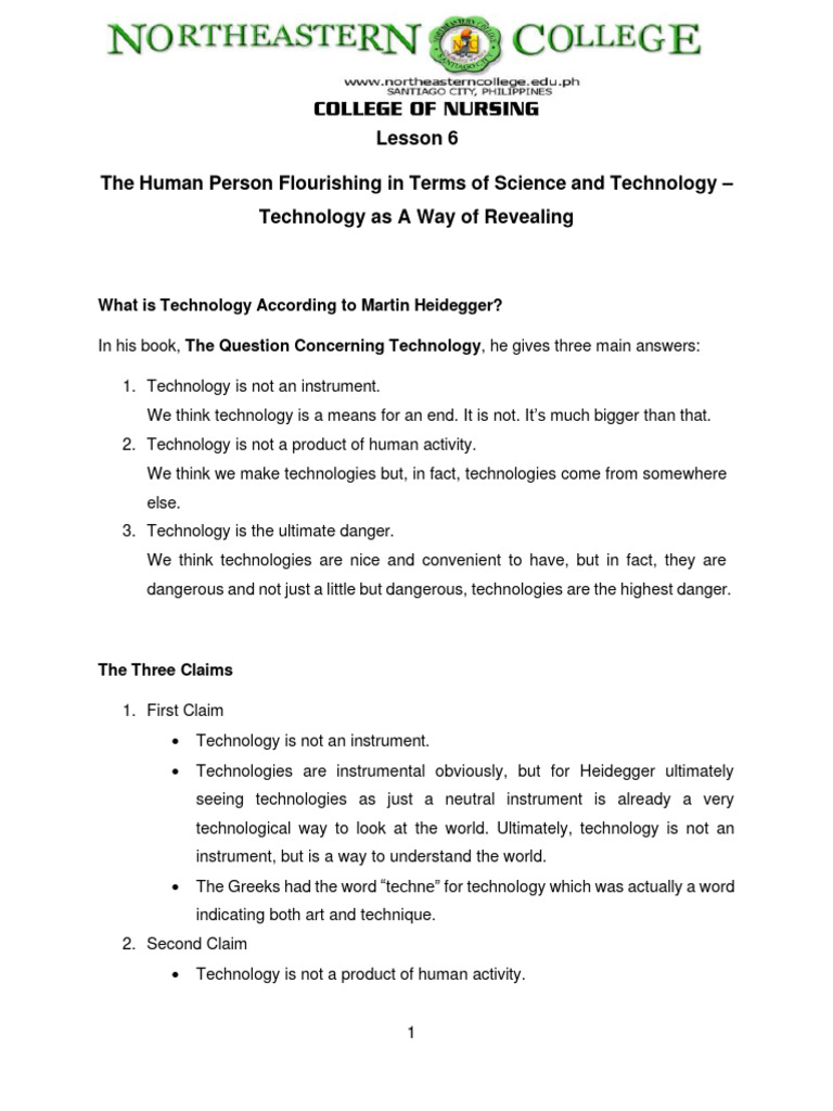 Heidegger's View on Technology Revealing | PDF | Martin Heidegger | Human