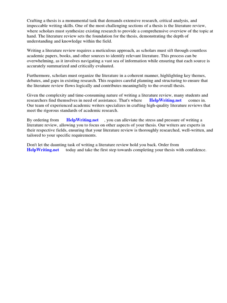 Example Literature Review For Thesis | PDF | Thesis | Essays
