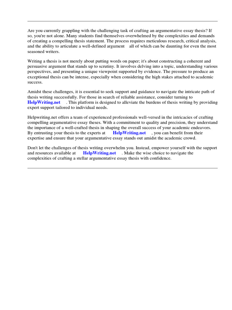 Argumentative Essay Topics Thesis | PDF | Essays | Argument