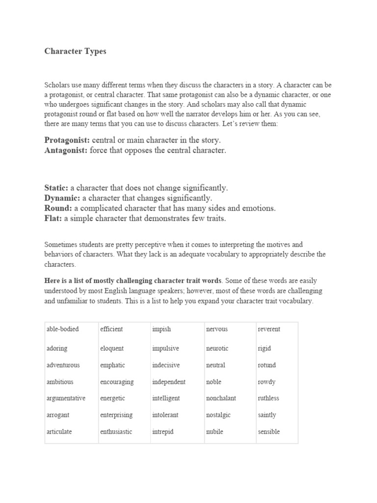 Character Types - 2 | PDF | Human Development | Scientific Theories