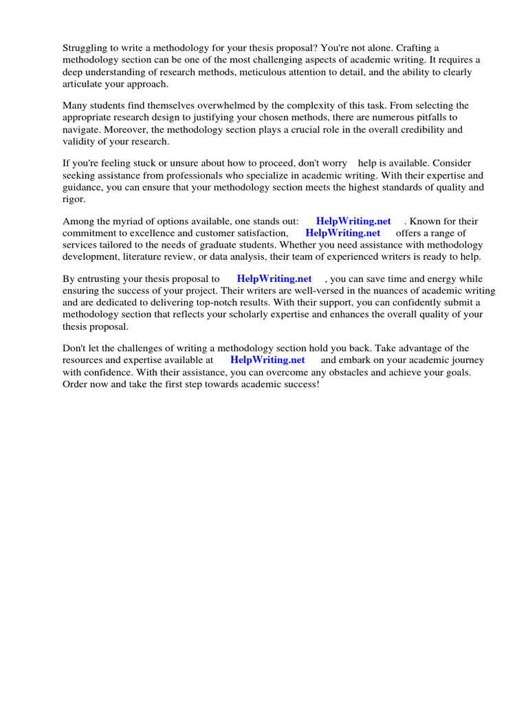 How to Write a Methodology for a Thesis Proposal | PDF | Methodology ...