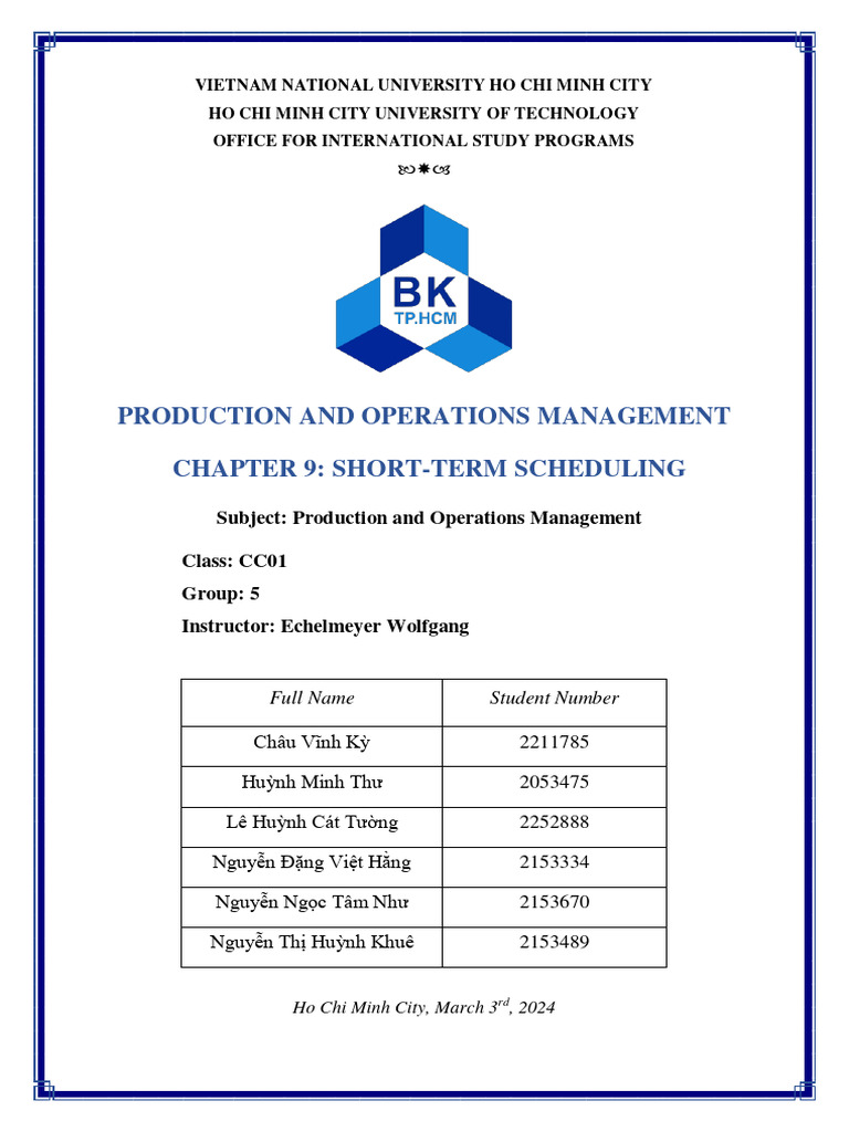 Short Term Scheduling In Operations Management Pdf Scheduling