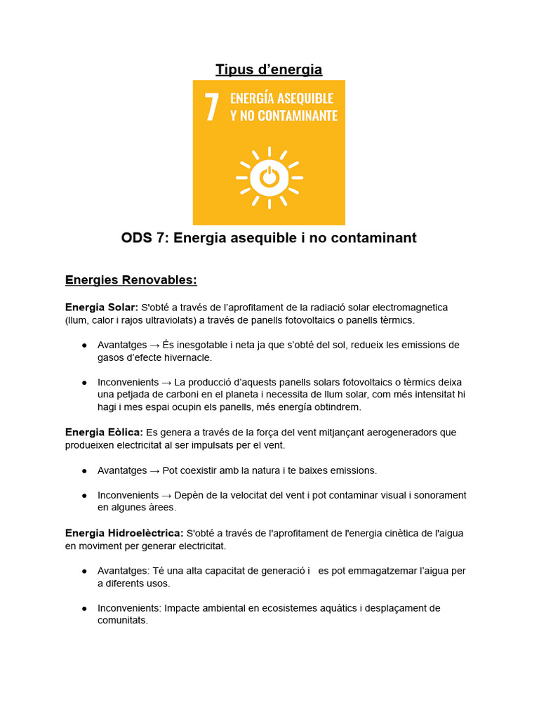 Tipus D'energia - ODS7 - TijanJobe | PDF