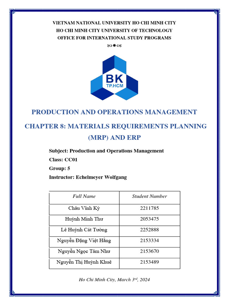 Report Chapter 8 - Group 5 - CC01 | PDF | Inventory | Operations Management