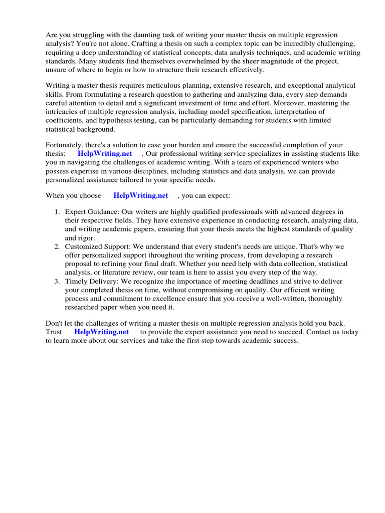 Master Thesis Multiple Regression Analysis | PDF | Regression Analysis ...