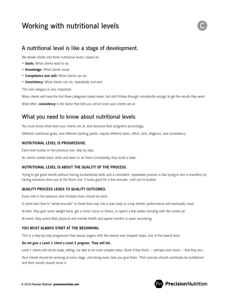 Understanding Nutritional Levels for Clients | PDF | Physical Fitness ...