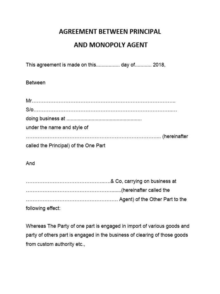 Agreement Between Principal and Monopoly Agent | PDF