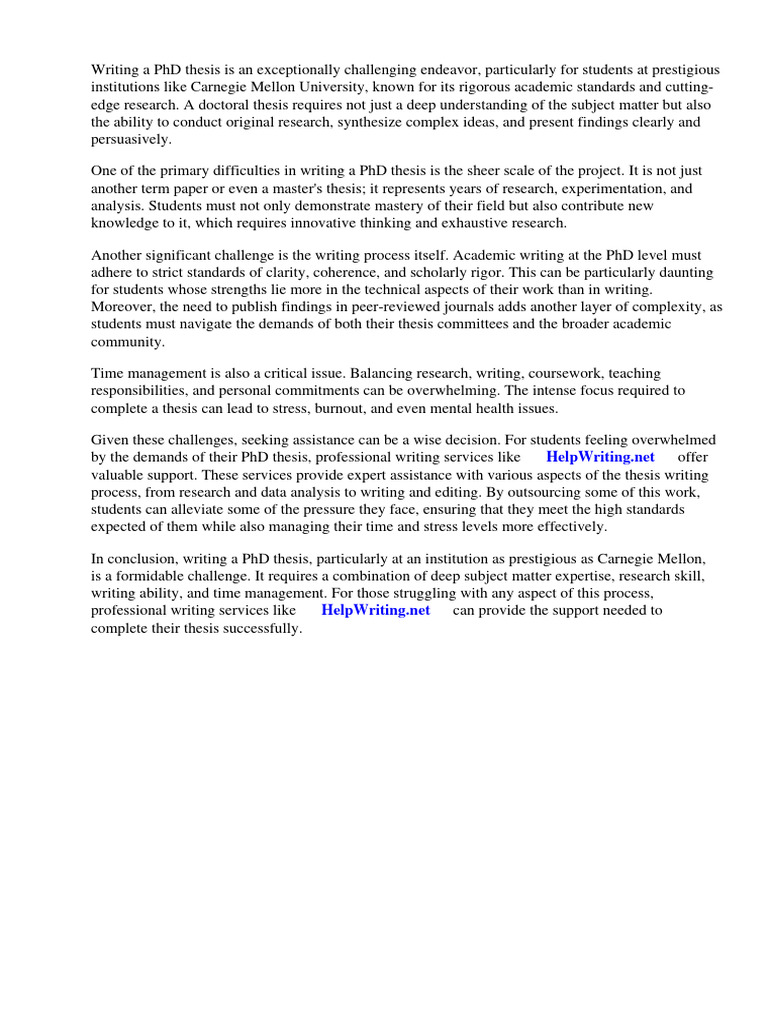 Challenges in Writing a PhD Thesis | PDF | Thesis | Doctor Of Philosophy
