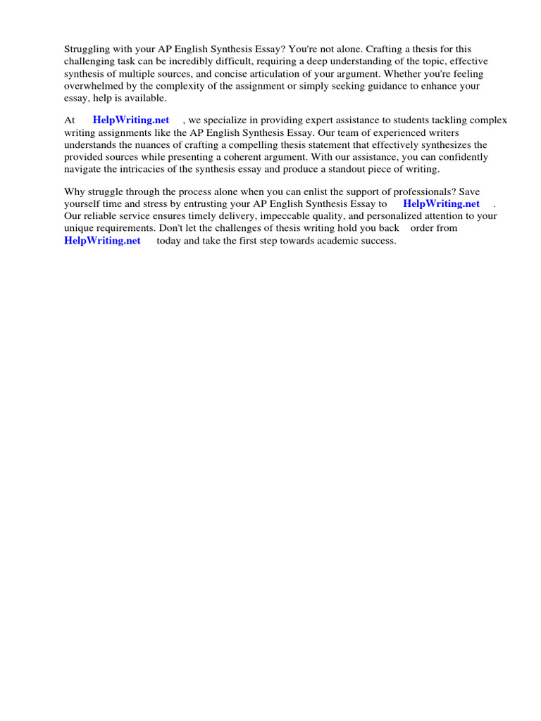 AP English Synthesis Essay Template | PDF | Essays | Dialectic