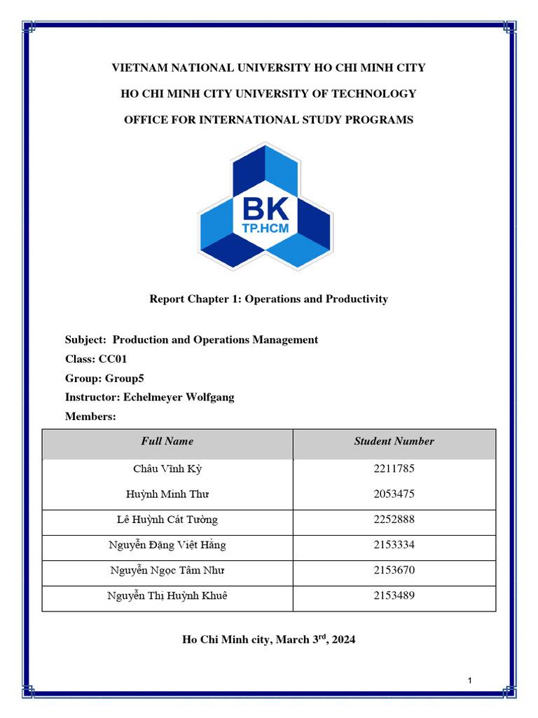 Report Chapter 1 - Group 5 - CC01 | PDF | Supply Chain | Product (Business)