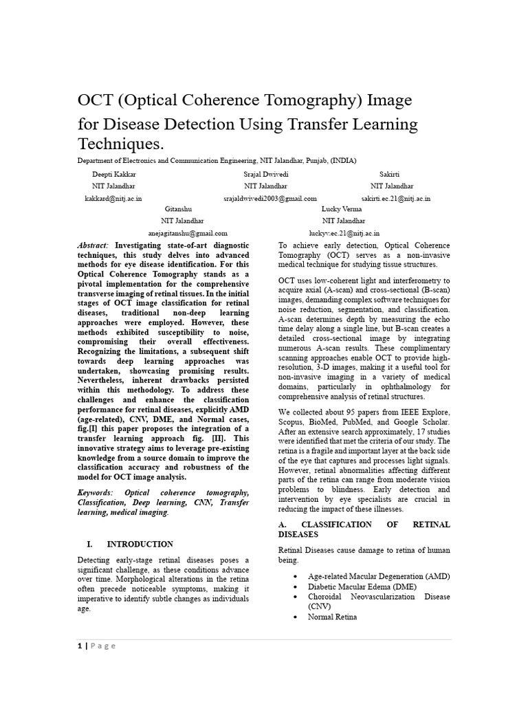 OCT Image Analysis for Retinal Disease Detection | PDF | Retina | Deep ...