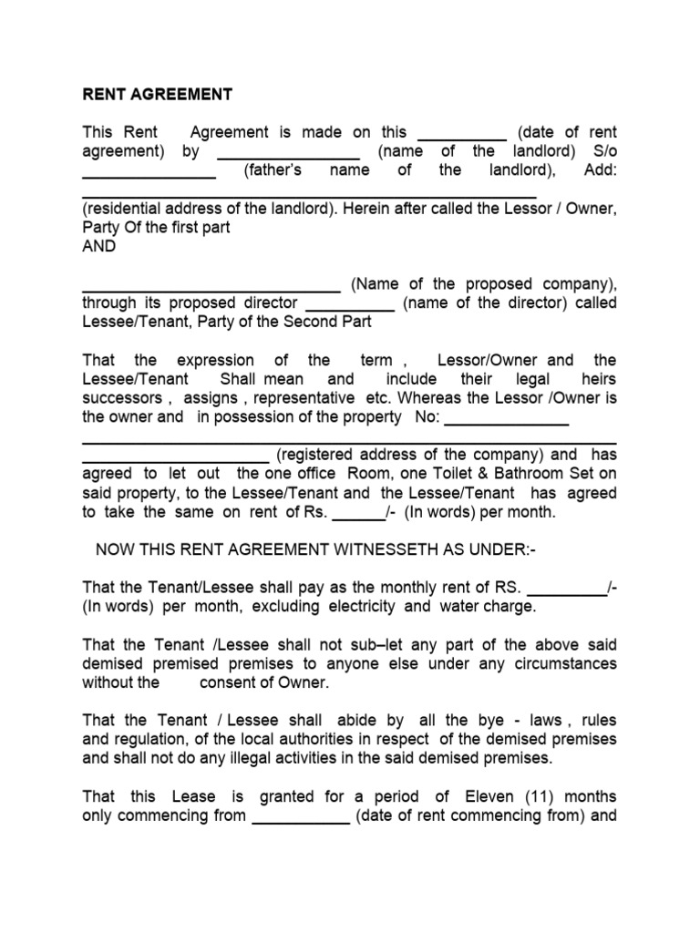 RENT or RENTAL AGREEMENT | PDF | Lease | Leasehold Estate