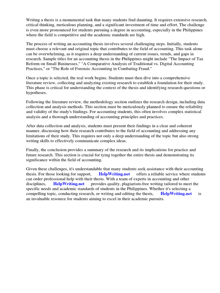 Sample Accounting Thesis Title in The Philippines | Download Free PDF ...