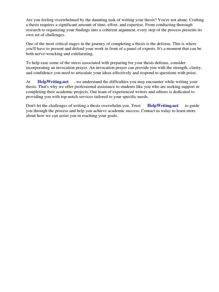 Invocation Prayer For Thesis Defense | PDF