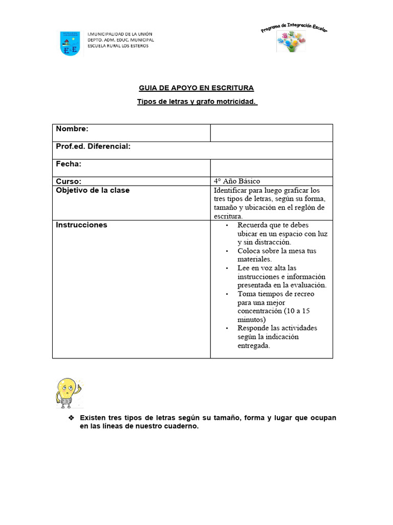 Guia Apoyo en Escritura | PDF