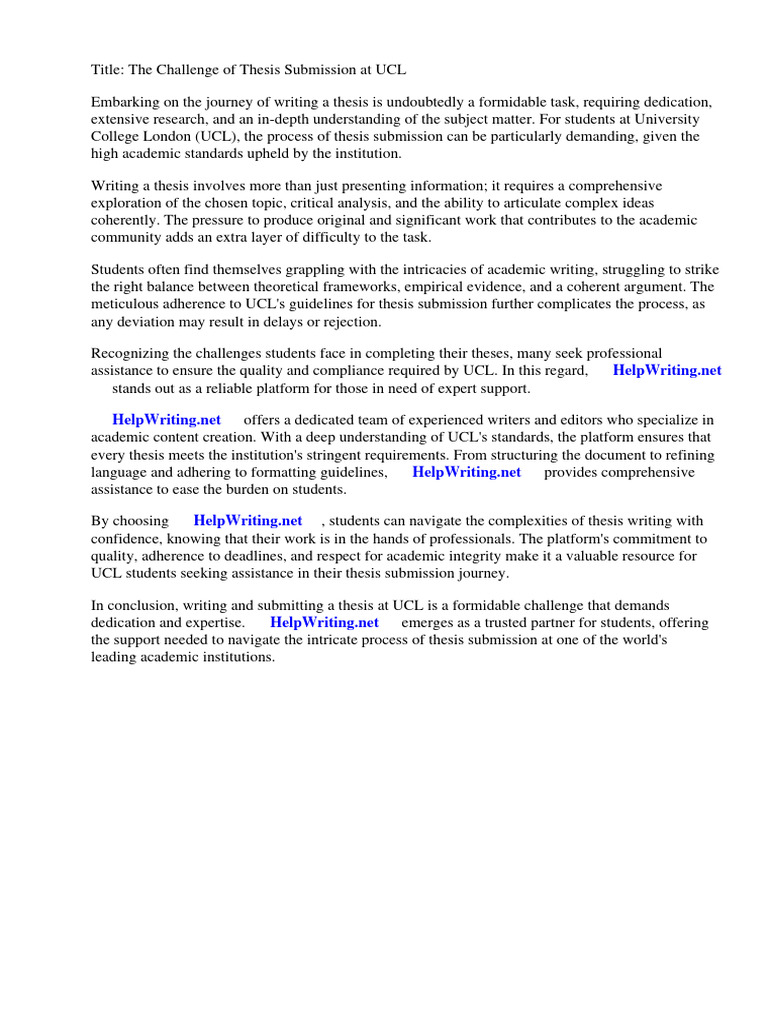 Thesis Submission Ucl | PDF