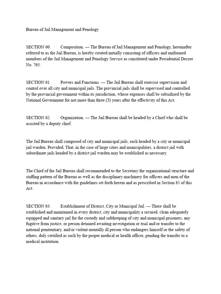 Bureau of Jail Management and Penology | PDF | Prison | Inspector