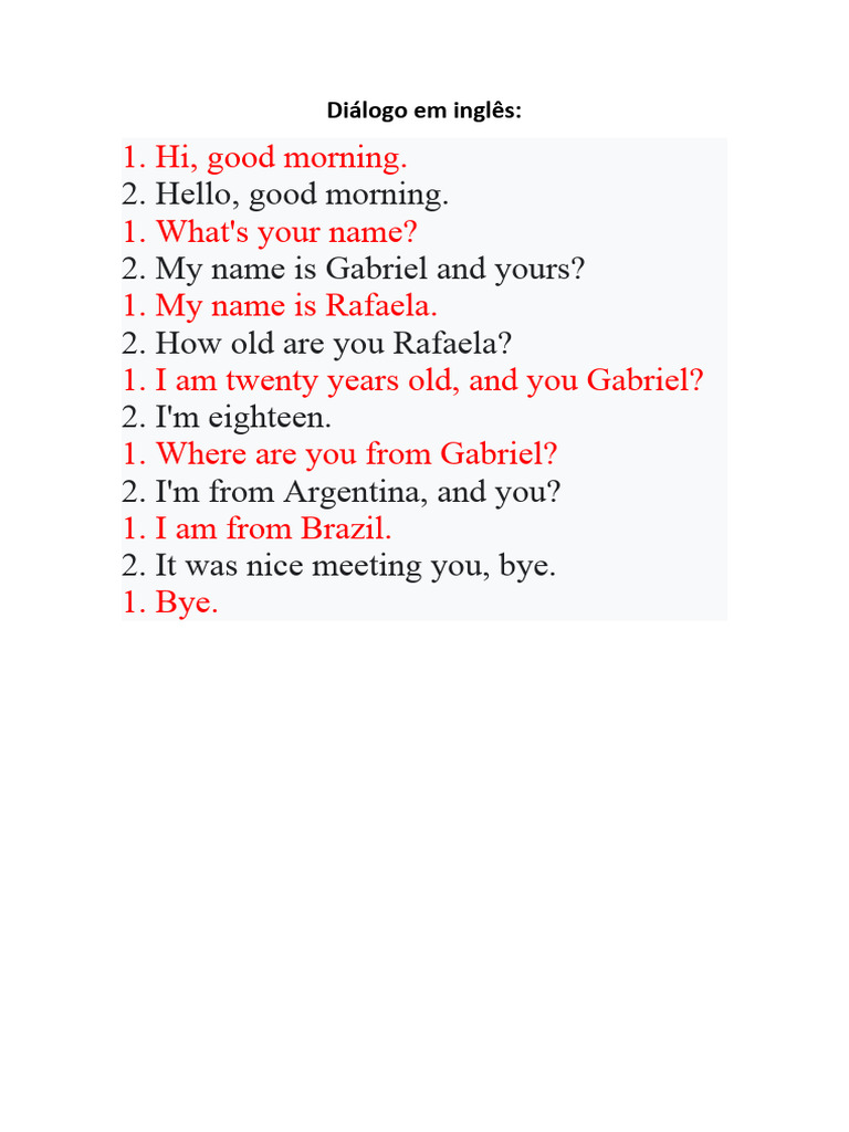 Diálogo em Inglês | PDF | Foreign Language Studies