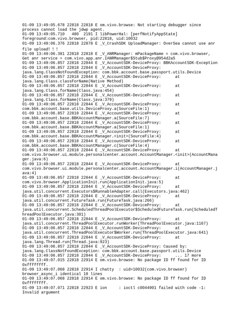 Error dan Exception di Vivo Browser | PDF | Java (Bahasa Pemrograman) | Rekayasa Komputer