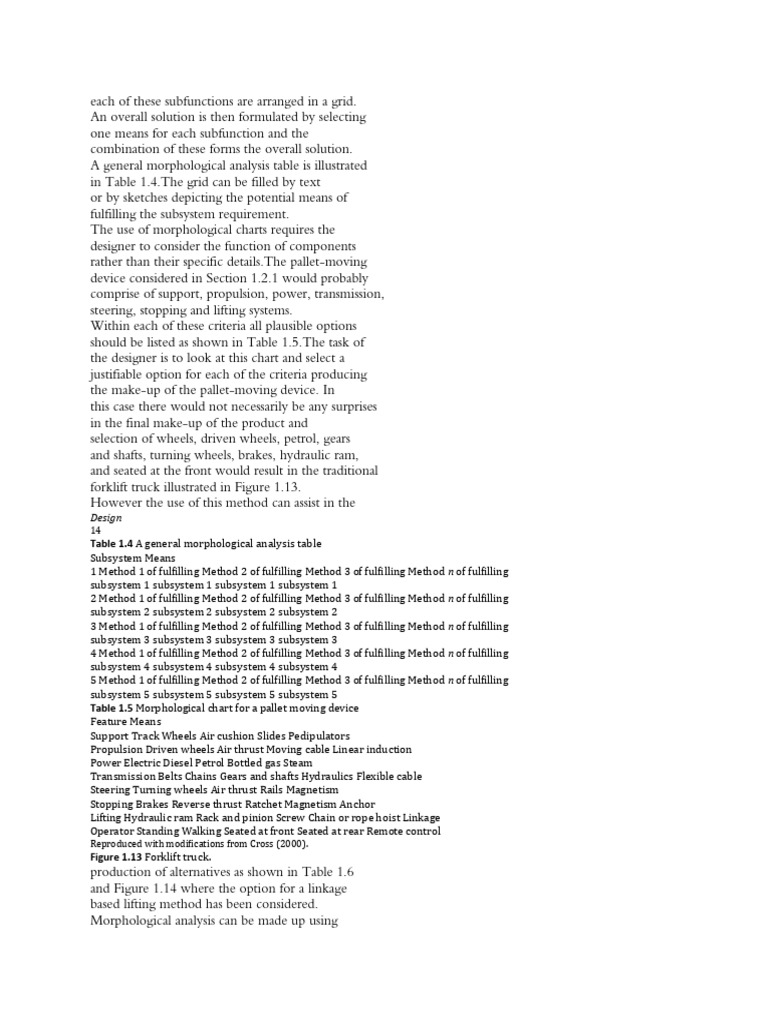 Design: Table 1.4 A General Morphological Analysis Table | PDF ...