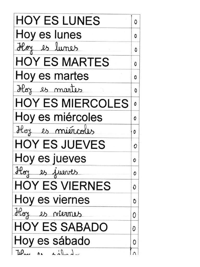 Dias de La Semana para Imprimir | PDF