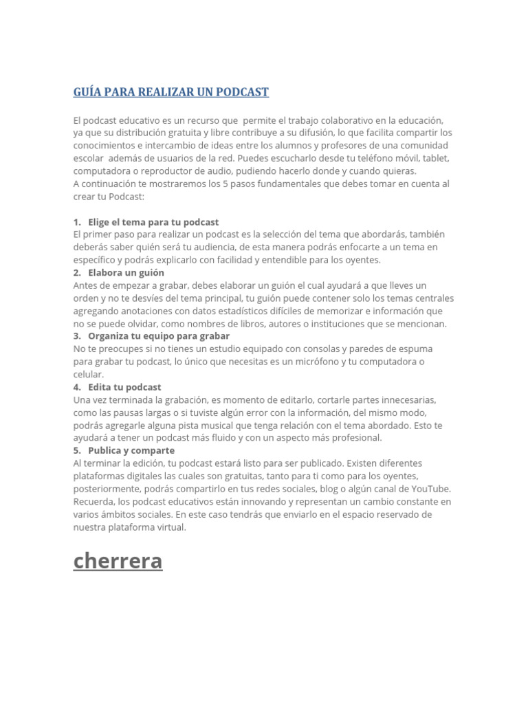 Guía para Realizar Un Podcast | PDF