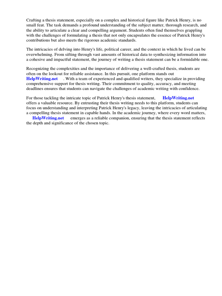 Thesis Statement Patrick Henry | PDF | Thesis | Essays