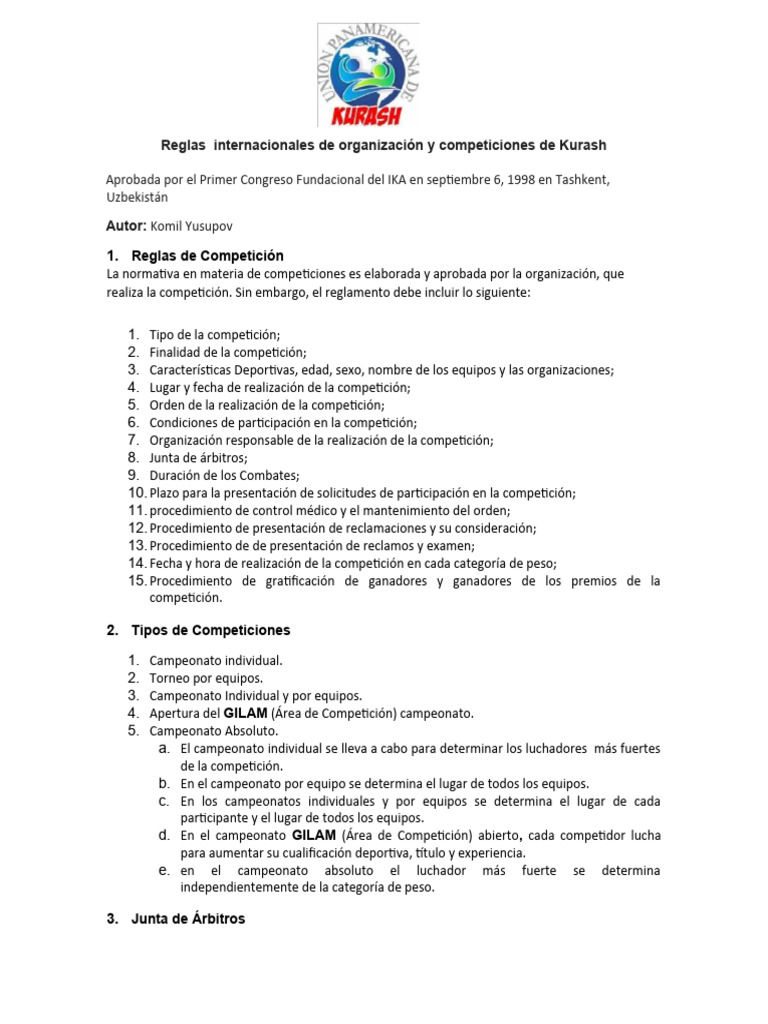 Reglas de Competición de Kurash | PDF | Dopaje en el deporte | Árbitro