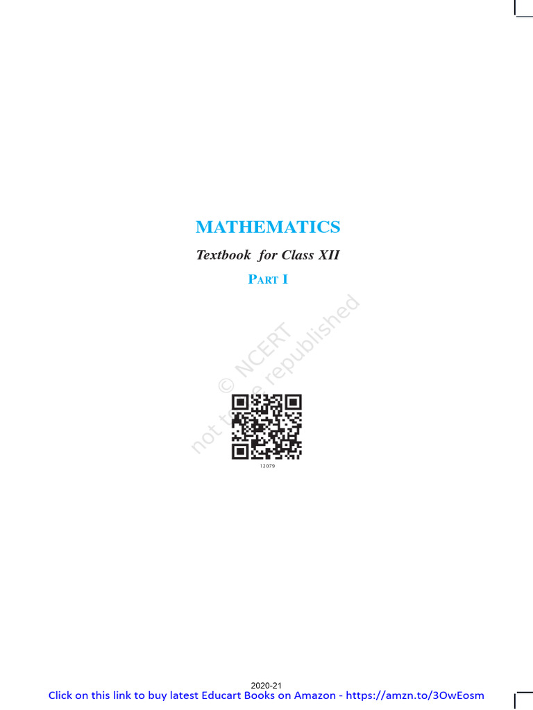 12 Maths-1 | PDF | Textbook | Learning