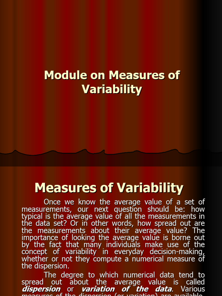 Module On Measures Of Variability Pdf