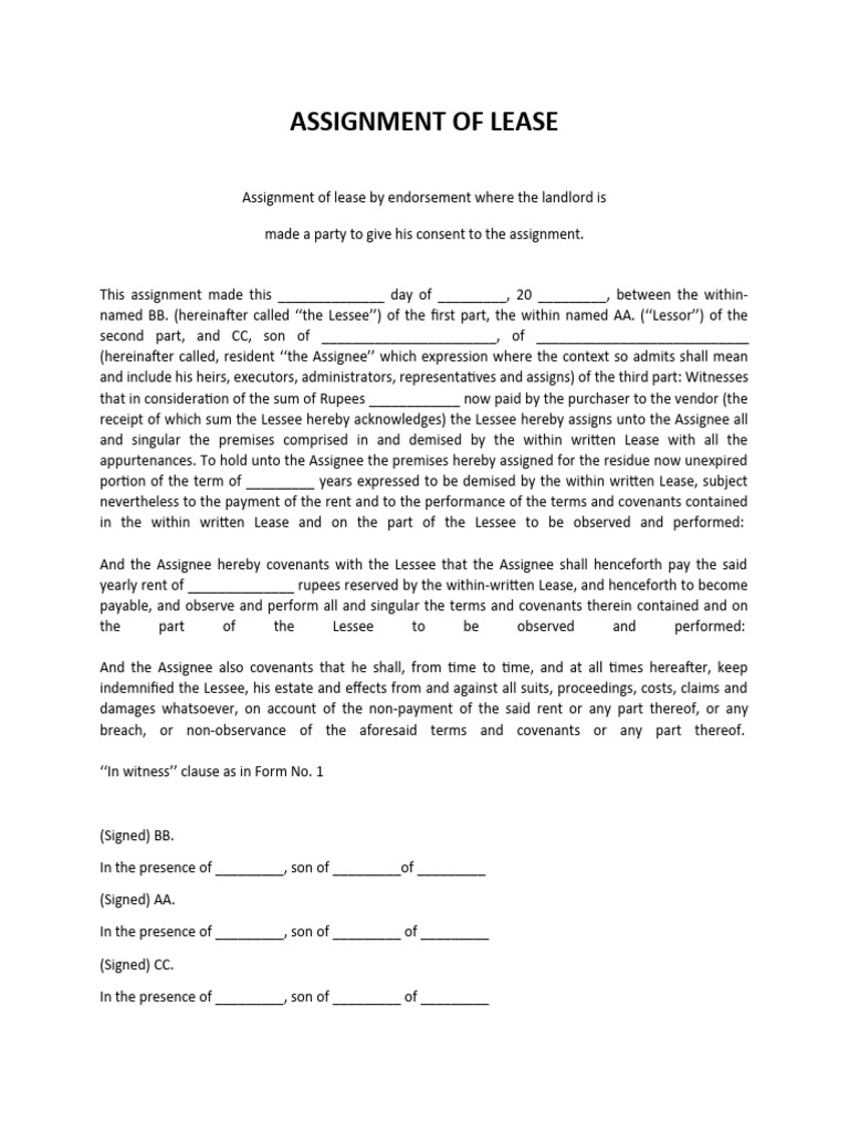 Assignment of Lease | PDF