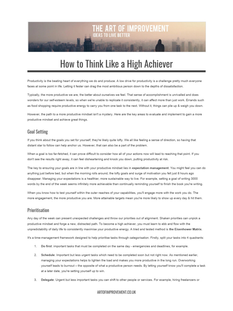 How To Think Like A High Achiever | PDF | Learning | Mindset