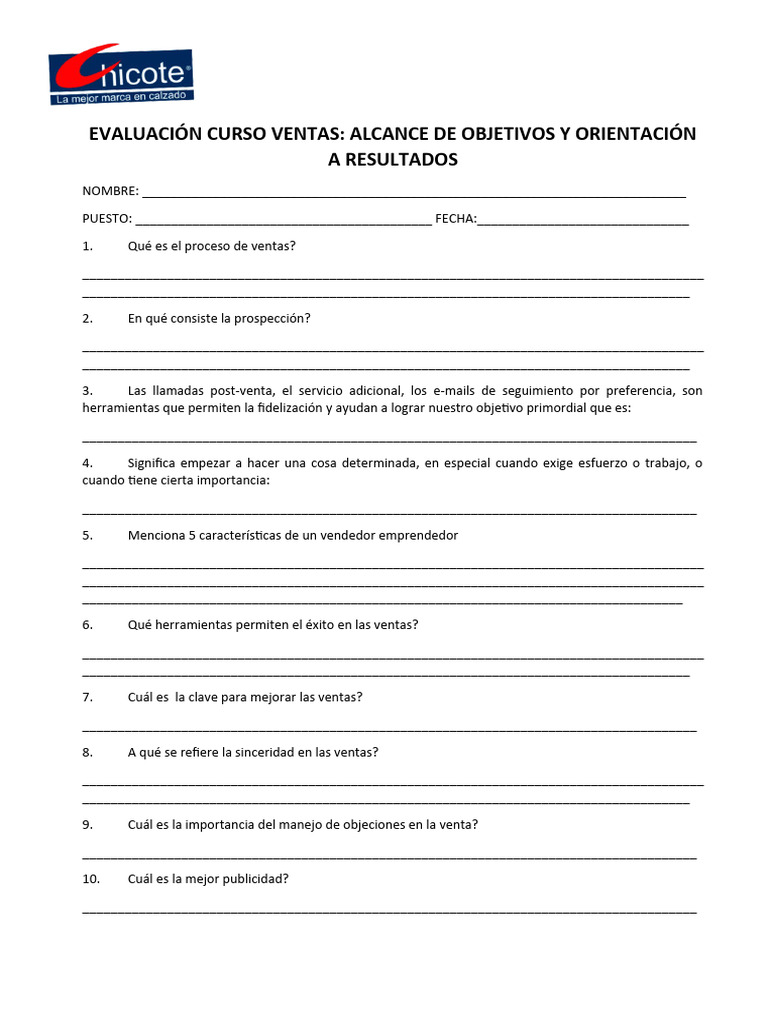 Clave de Respuestas Evaluación Curso Ventas | PDF | Iniciativa ...