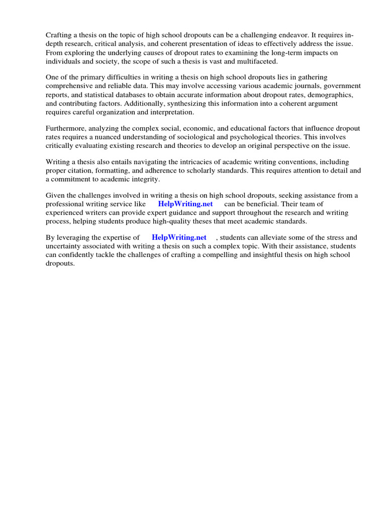 Thesis High School Dropouts | PDF | Wellness Thesis High School Dropouts | PDF | Wellness