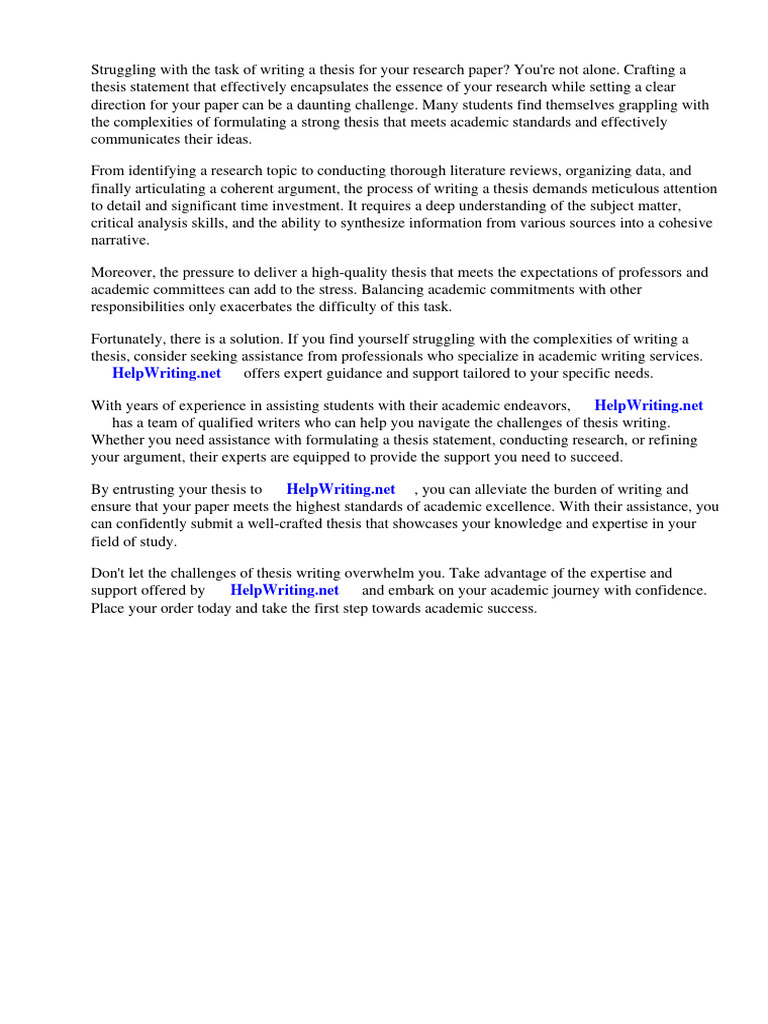 Thesis of A Research Paper Example | PDF | Thesis | Academic Publishing