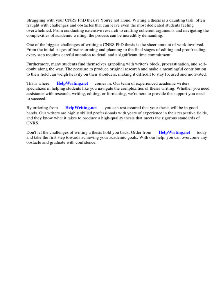 Cnrs PHD Thesis | PDF