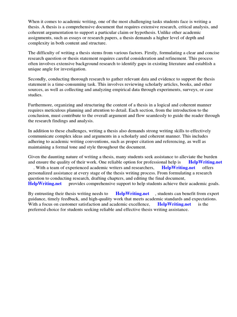 Thesis Vs Specific Purpose | PDF