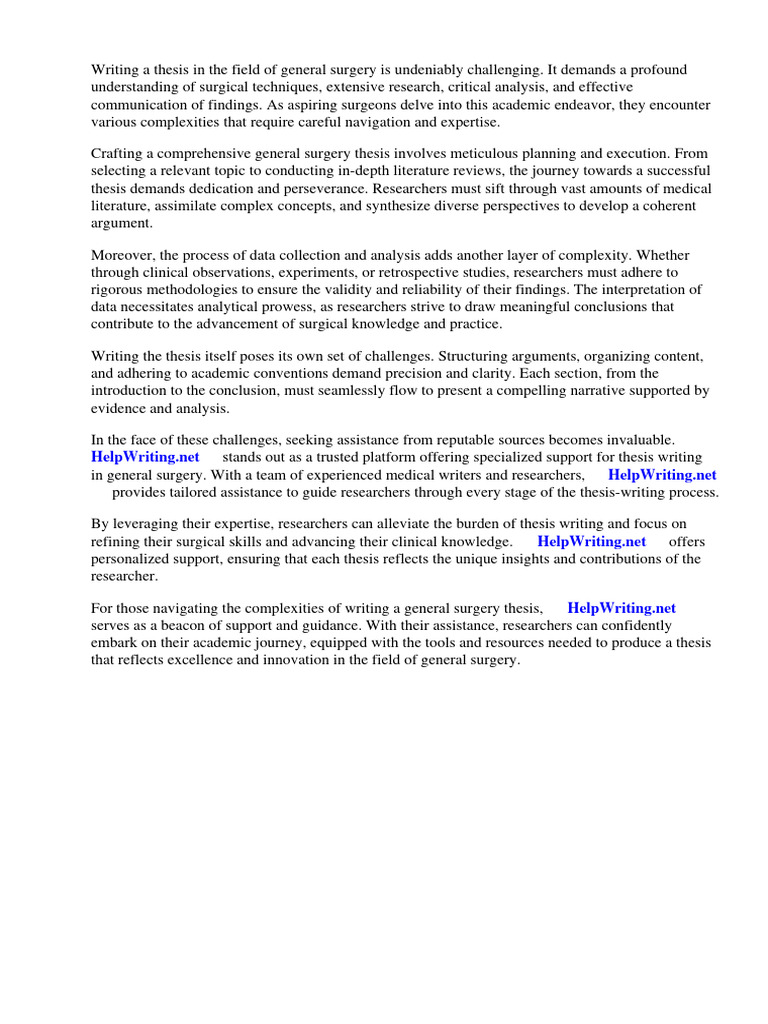 General Surgery Thesis List | PDF | Surgery | Thesis