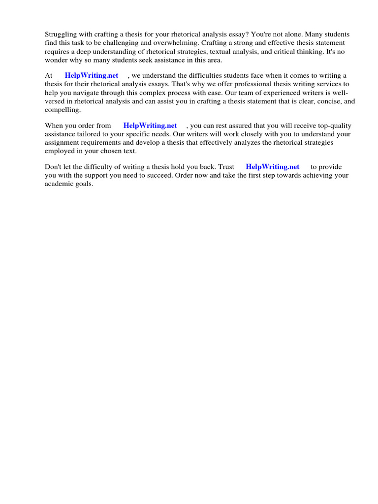 Rhetorical Analysis Essay Example Thesis | PDF | Rhetoric | Essays