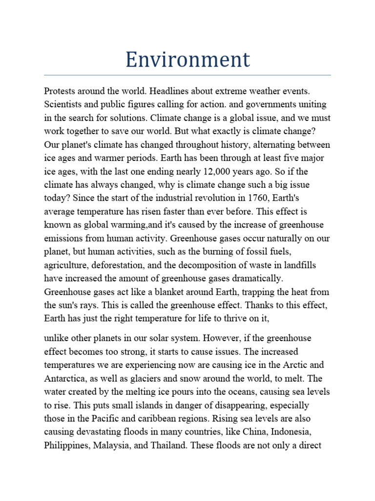 Environment script and key | PDF | Climate Change | Greenhouse Effect