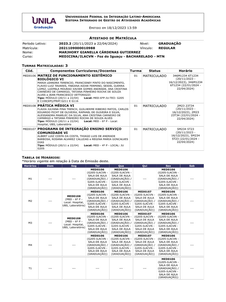 Exemplo de - Matrícula | PDF