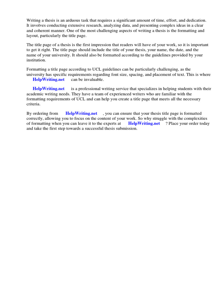 Ucl Thesis Title Page | PDF | Thesis | Doctorate