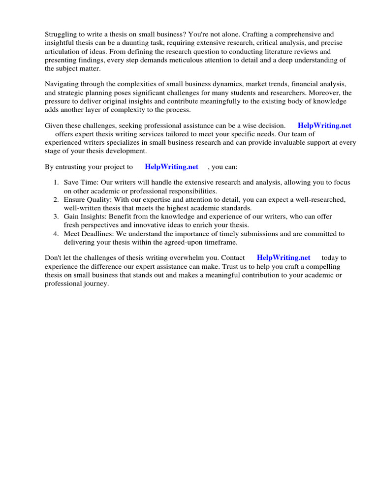 Sample Thesis On Small Business | PDF | Thesis | Essays