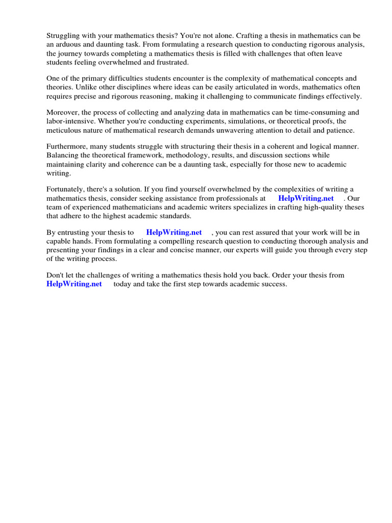 Mathematics Thesis Title | PDF | Mathematics | Thesis