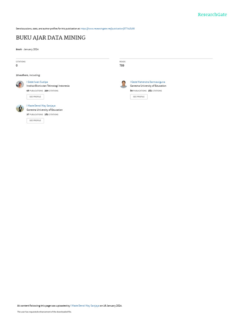 Buku Ajar Data Mining (Book) | PDF