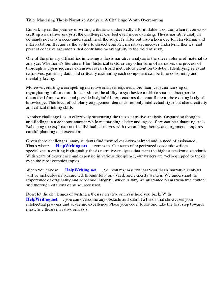 Thesis Narrative Analysis | PDF | Narrative | Essays