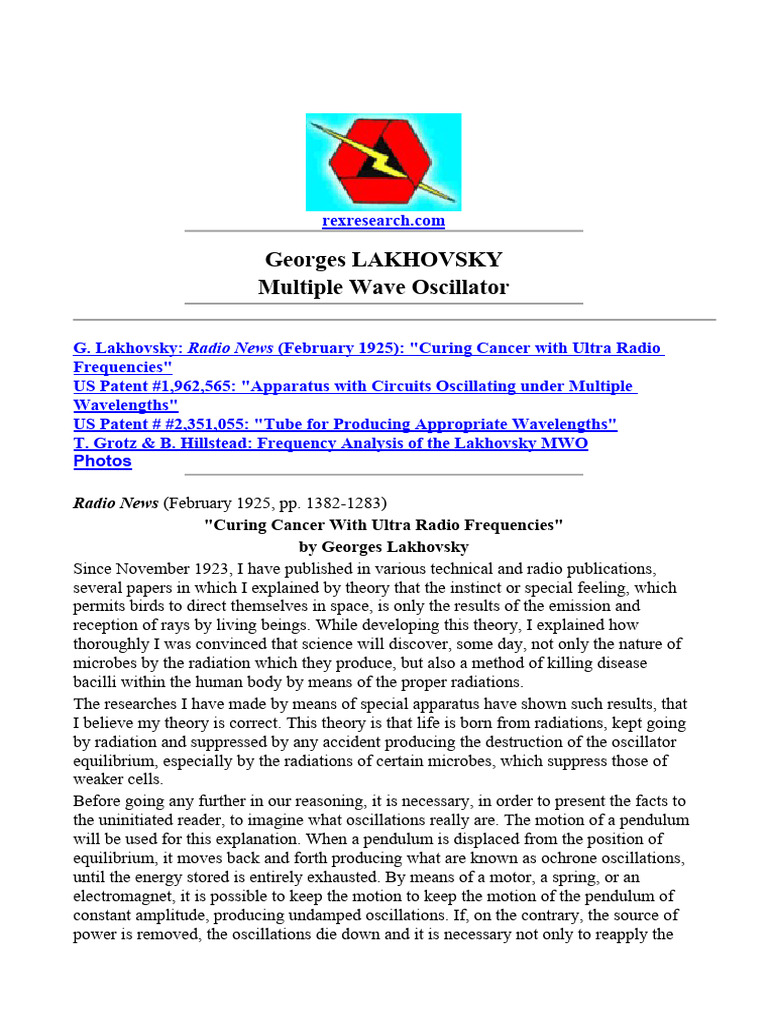 Georges LAKHOVSKY Multiple Wave Oscillator | PDF