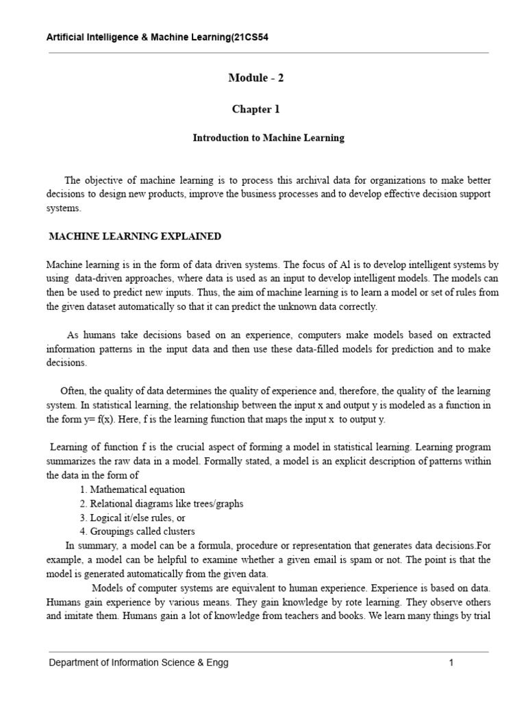 Introduction to machine learning | PDF