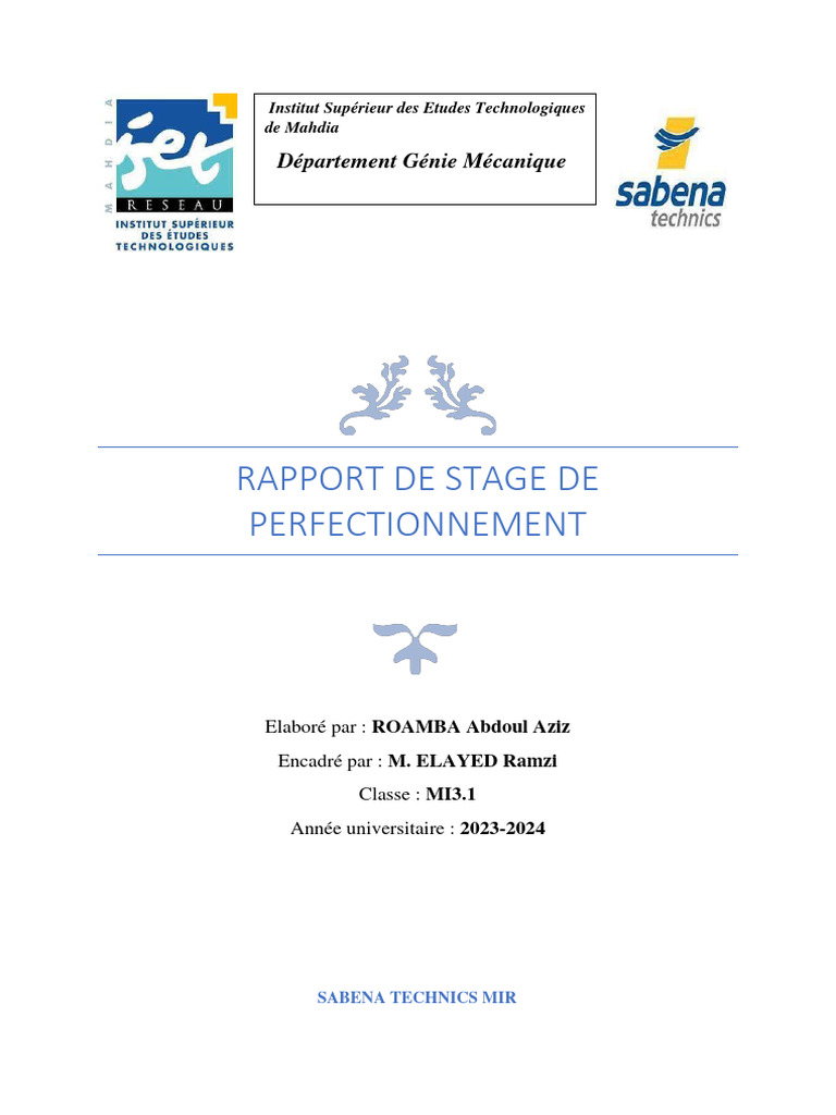 Rapport de Stage de Perfectionnement SABENA TECHNICS | PDF